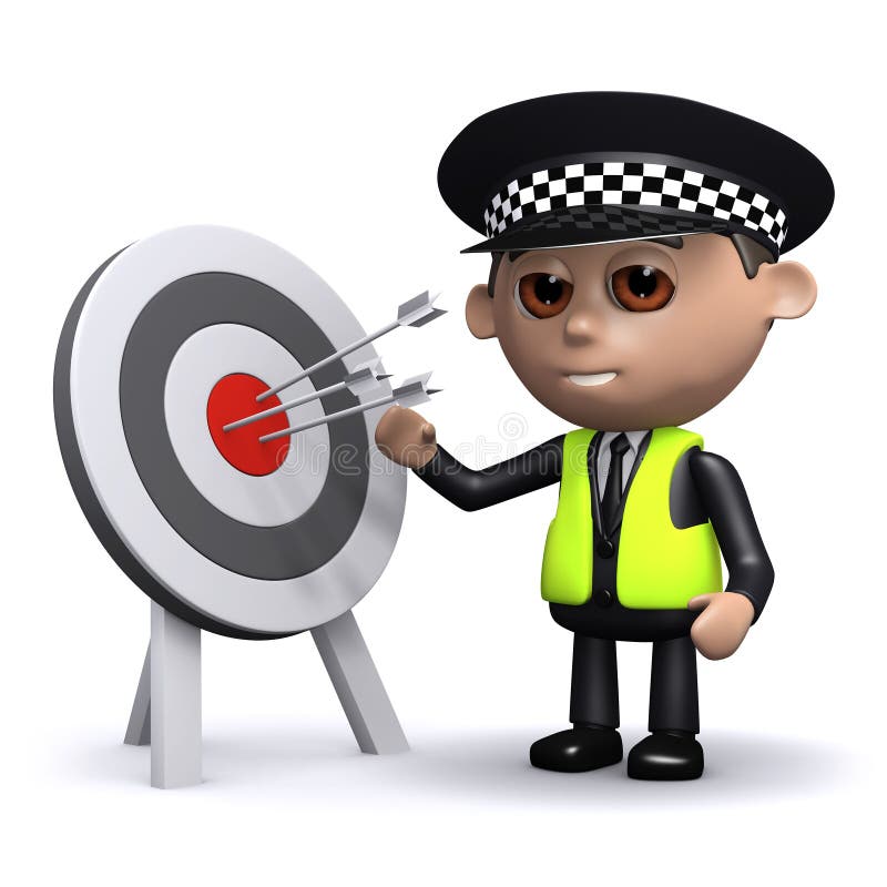 3d Police Officer Has Hit the Target Stock Illustration - Illustration ...