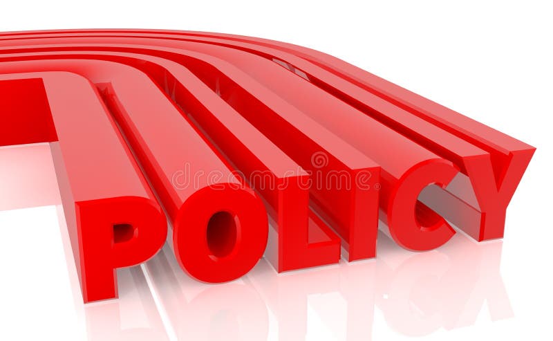 3D POLICY Word on White Background 3D Rendering Stock Illustration ...