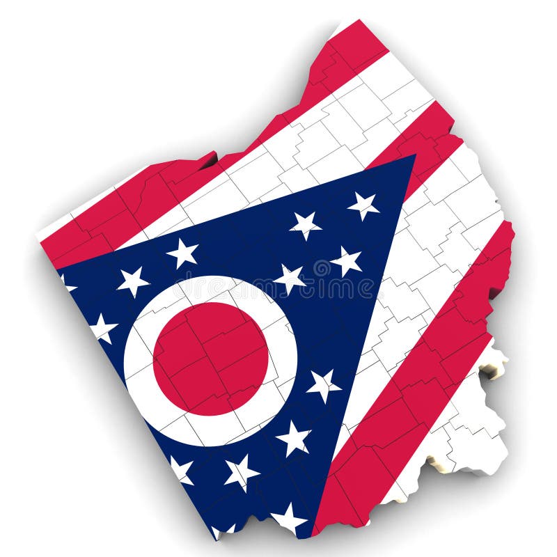 3d Political Map of Ohio stock illustration. Illustration of district ...