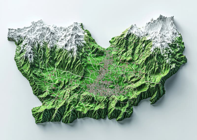 A 3D Political Map of Switzerland with Relief As Marble Sculpture on a ...
