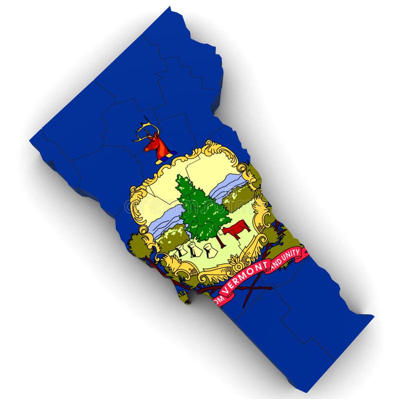 3d Political Map of Vermont Stock Illustration - Illustration of ...