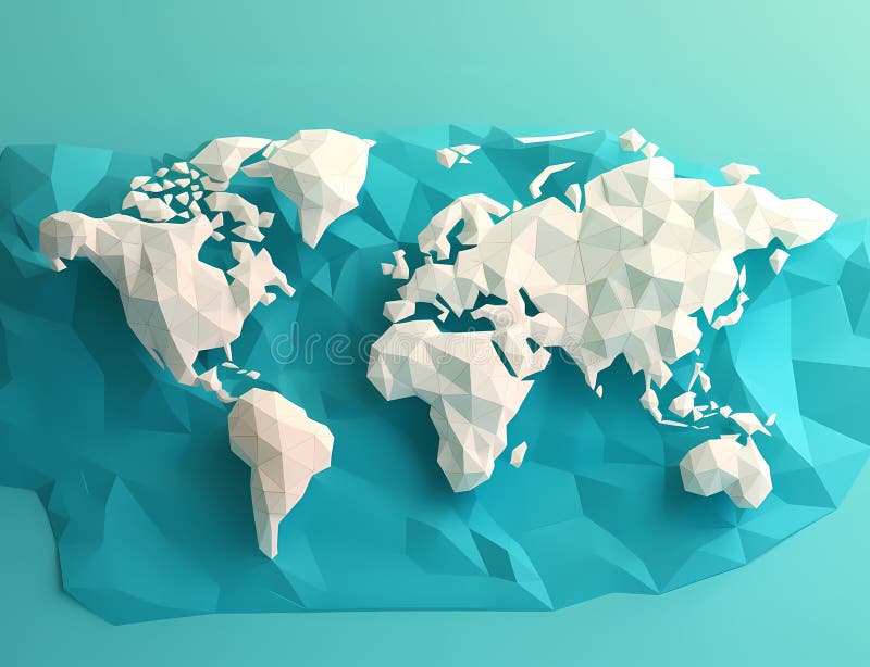 3d Polygon Earth Map Digital Connections Background Generative Ai Stock ...