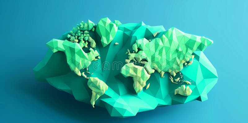 3d Polygon Earth Map Digital Connections Background Generative Ai Stock ...
