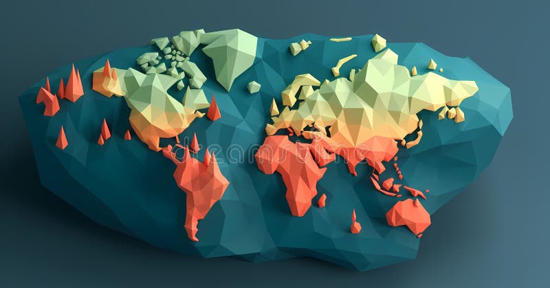 3d Polygon Earth Map Digital Connections Background Generative Ai Stock ...
