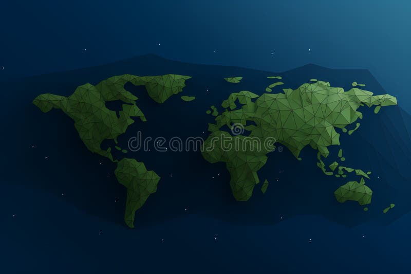 3d Polygon Earth Map Digital Connections Background Generative Ai Stock ...