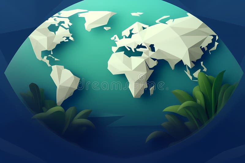 3d Polygon Earth Map Digital Connections Background Generative Ai Stock ...