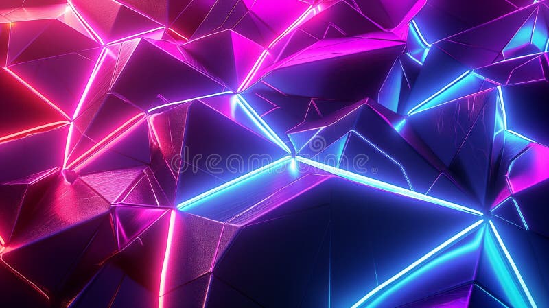 3d Polygon Texture Glow Neon Line Around Glitter Effect Vibrant Color ...