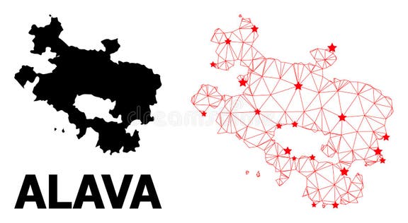 2D Polygonal Map of Alava Province with Red Stars Stock Vector ...