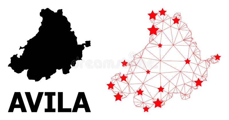 2D Polygonal Map of Avila Province with Red Stars Stock Vector ...