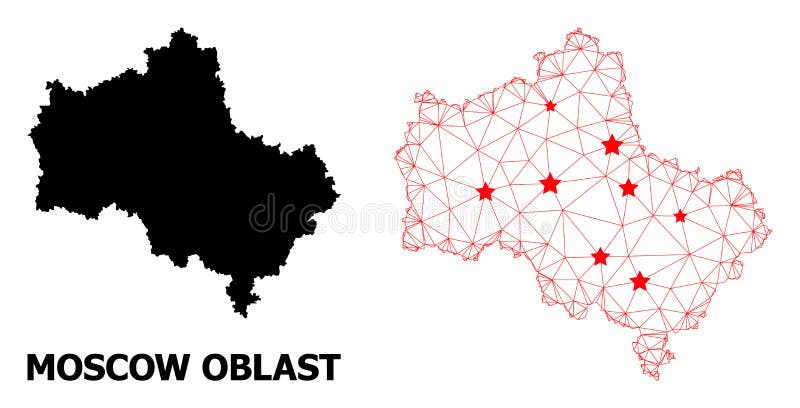 2D Polygonal Map of Moscow Region with Red Stars Stock Vector ...
