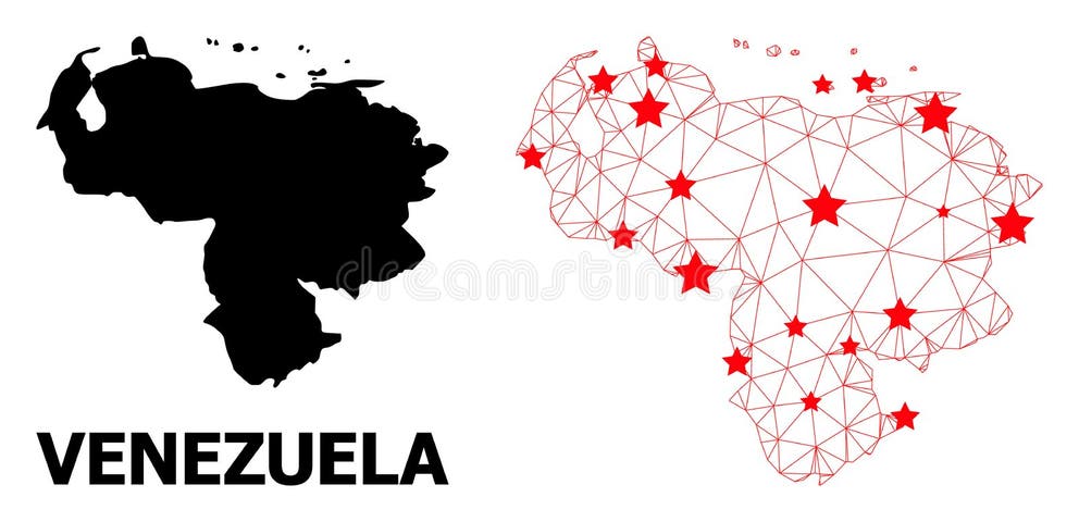 2D Polygonal Map of Venezuela with Red Stars Stock Vector ...