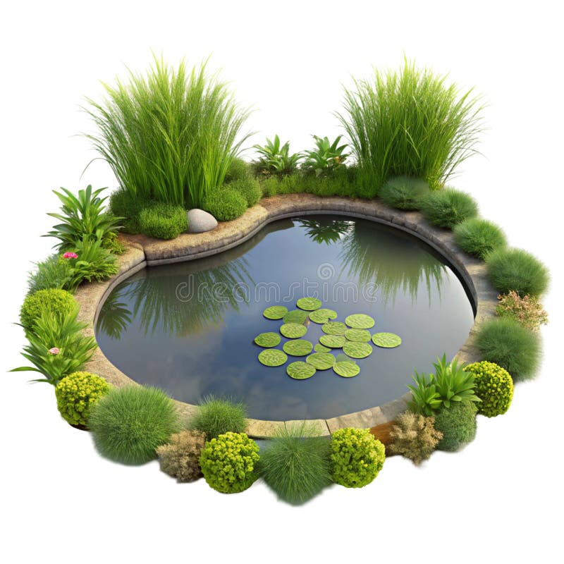 3D Pond Render Isolated on White Background Stock Illustration ...