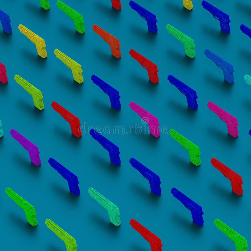 3d Pop Art Guns Illustration Pattern Stock Illustration - Illustration ...