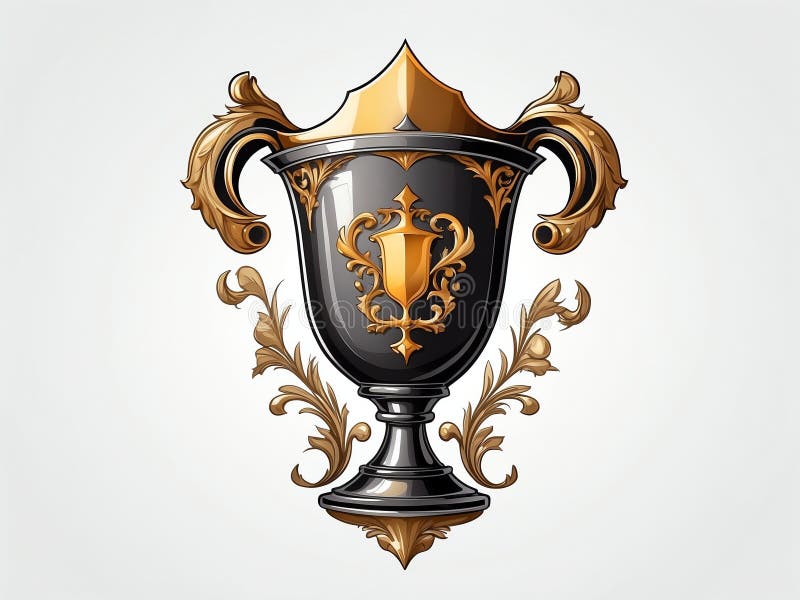 2d Portrait of a Chalice Medieval Crest Isolated in Wh Ai Generated ...