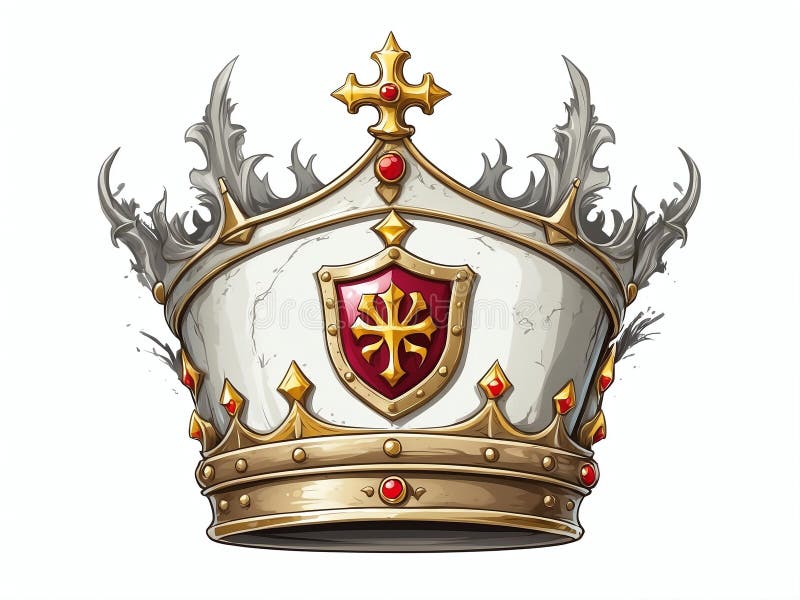 2d Portrait of a Crown Medieval Crest Isolated in Whit Ai Generated ...