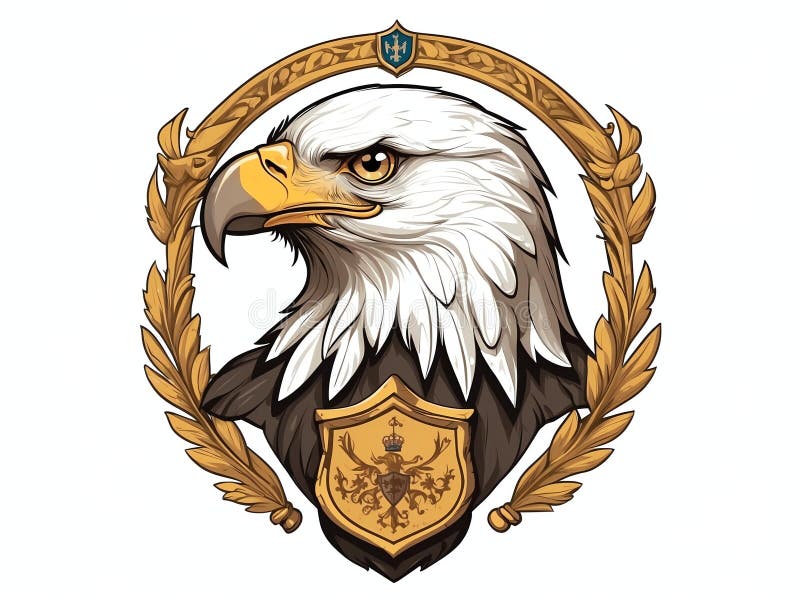2d Portrait of a Eagle Medieval Crest Isolated in Whit Ai Generated Stock Illustration ...