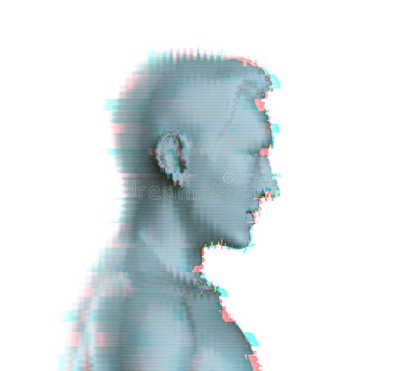 3d Portrait of a Man with Glitch Effect. Stock Illustration ...