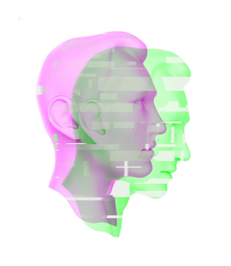 3d Portrait of a Man with Glitch Effect. Stock Illustration ...