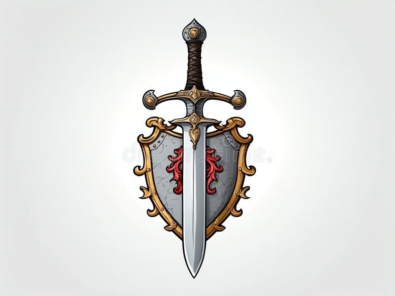 2d Portrait of a Sword Medieval Crest Isolated in Whit Ai Generated ...