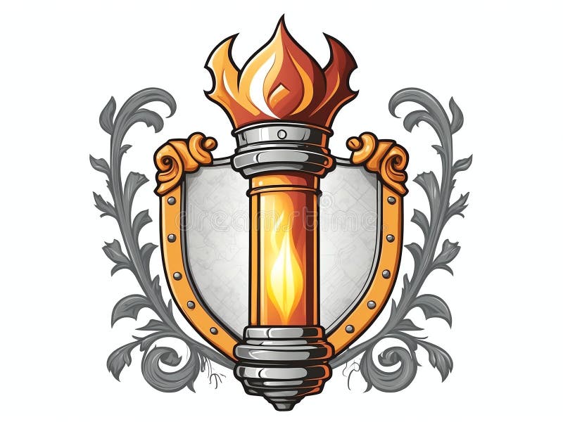 2d Portrait of a Torch Medieval Crest Isolated in Whit Ai Generated ...