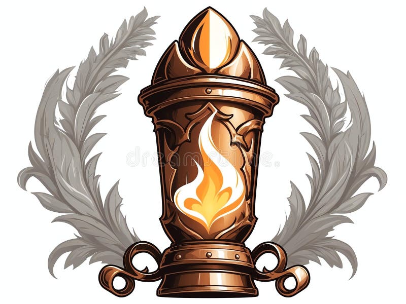 2d Portrait of a Torch Medieval Crest Isolated in Whit Ai Generated ...