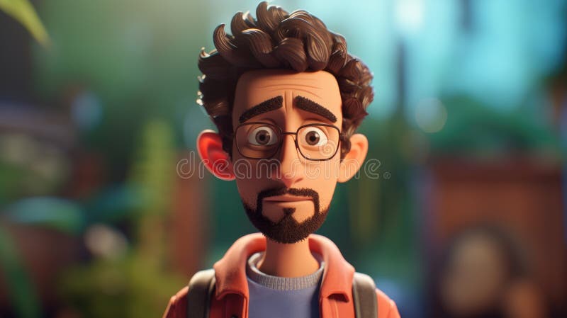 3D Portrait of a Young Man in a Cartoon Modern Style. Stock ...