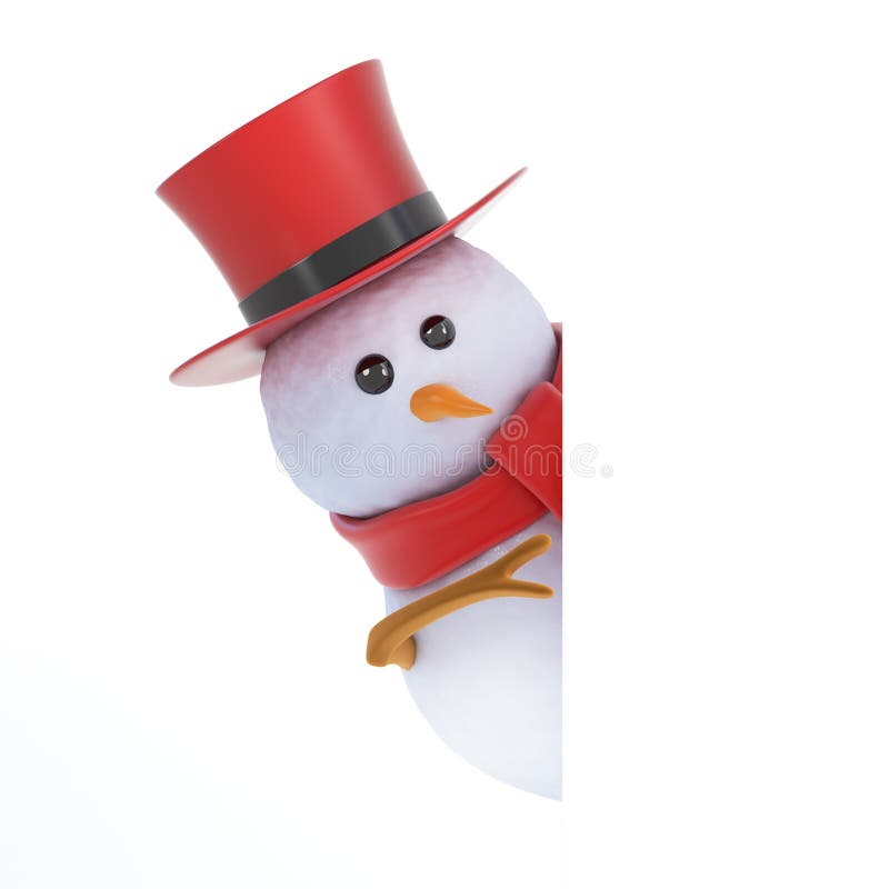 3d Posh snowman peeping stock illustration. Illustration of winter ...