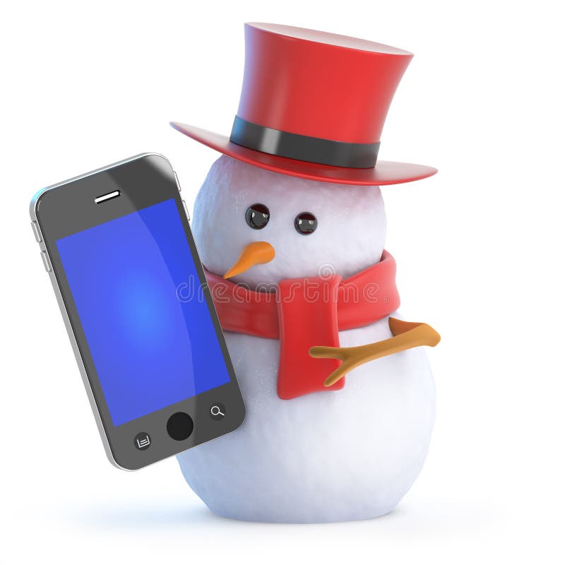 3d Posh snowman smartphone stock illustration. Illustration of winter ...