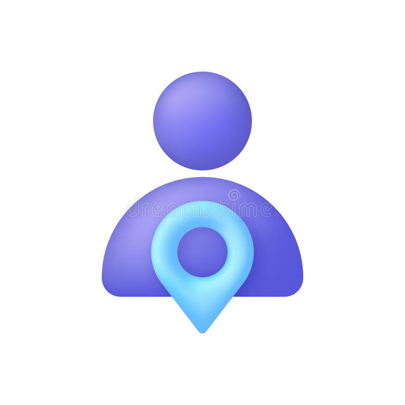 3D Position Icon. Location Pin with Man Icon. GPS Navigator Pointer ...