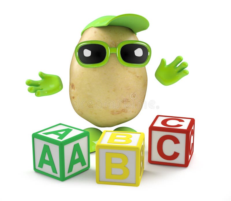 3d Potato Learns the Alphabet Stock Illustration - Illustration of root ...