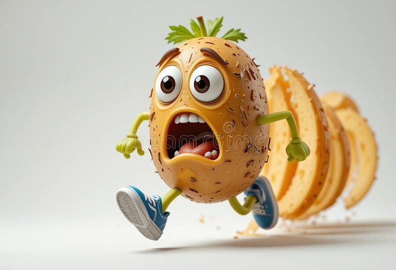 A 3D Potato Running in Motion Blur Stock Illustration - Illustration of ...