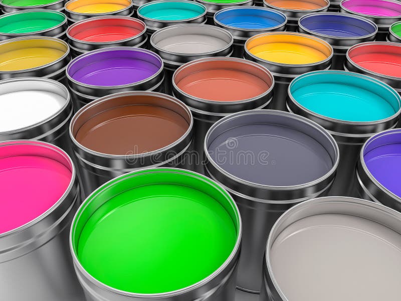 Pots of Paint Colours of a Rainbow Stock Illustration - Illustration of ...