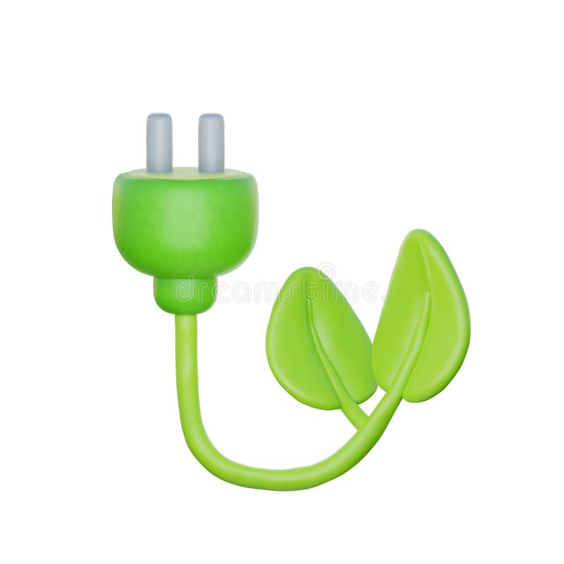 3D Power Plug with Plant, Environmental Alternative Energy, Clean ...