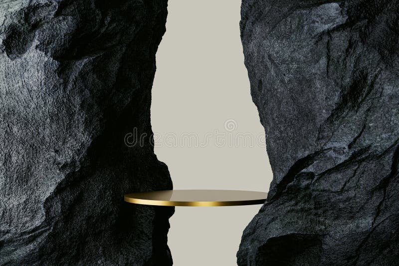 3d Presentation Pedestal between Two Rocks Stock Illustration ...