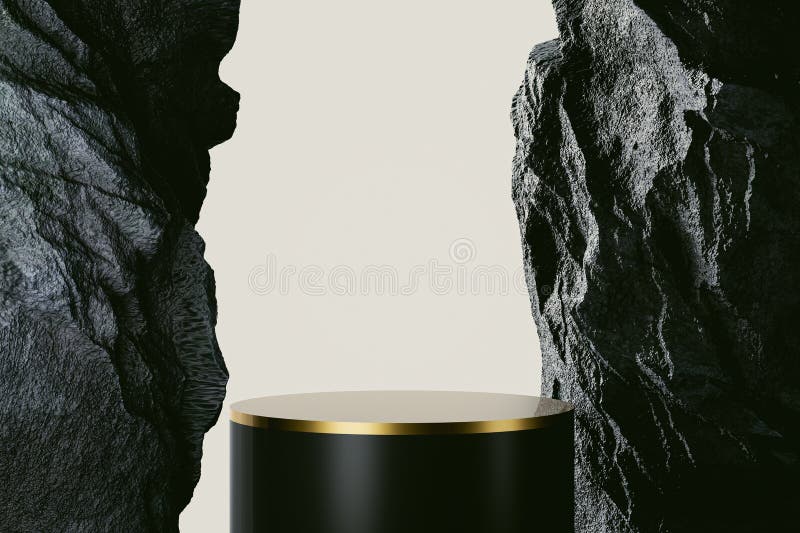 3d Presentation Pedestal between Two Rocks Stock Illustration ...