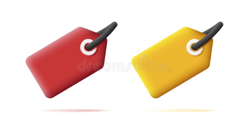 3d Price Tag Icon, Rounded Yellow and Red Name Labels Stock Vector ...