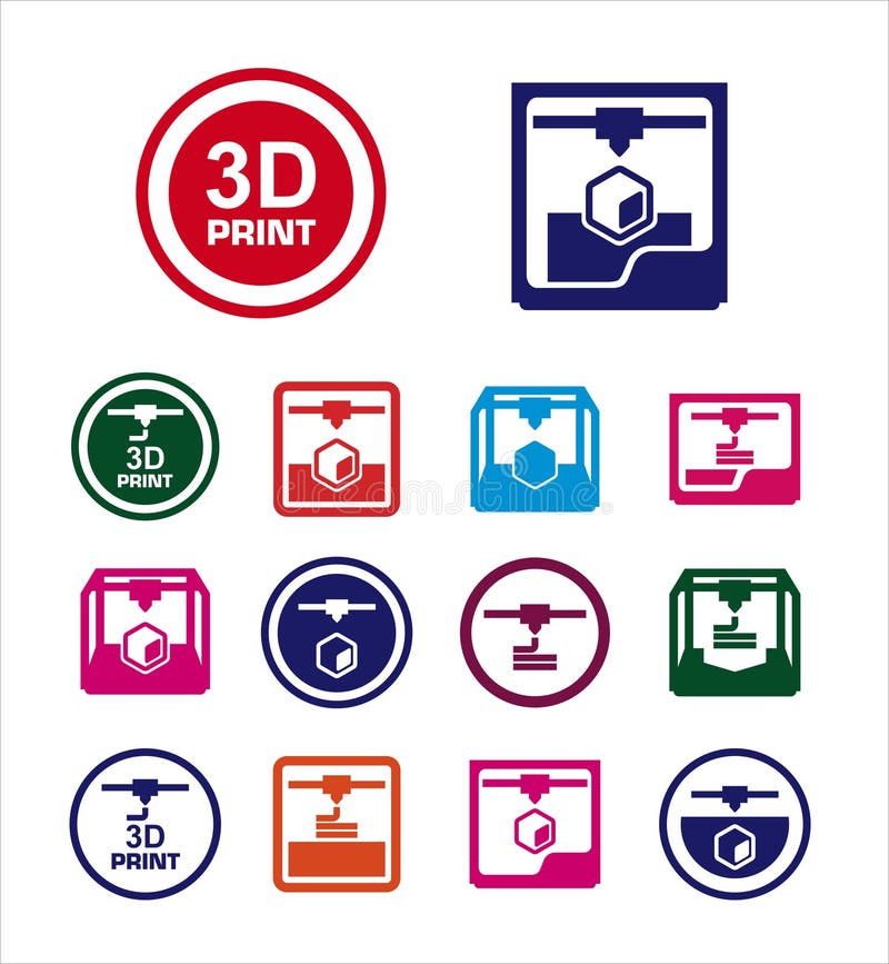 3D print icon set stock vector. Illustration of dimensional - 52563592