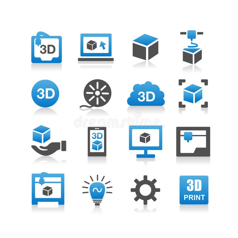 3D print icon stock vector. Illustration of design, computer - 50338660