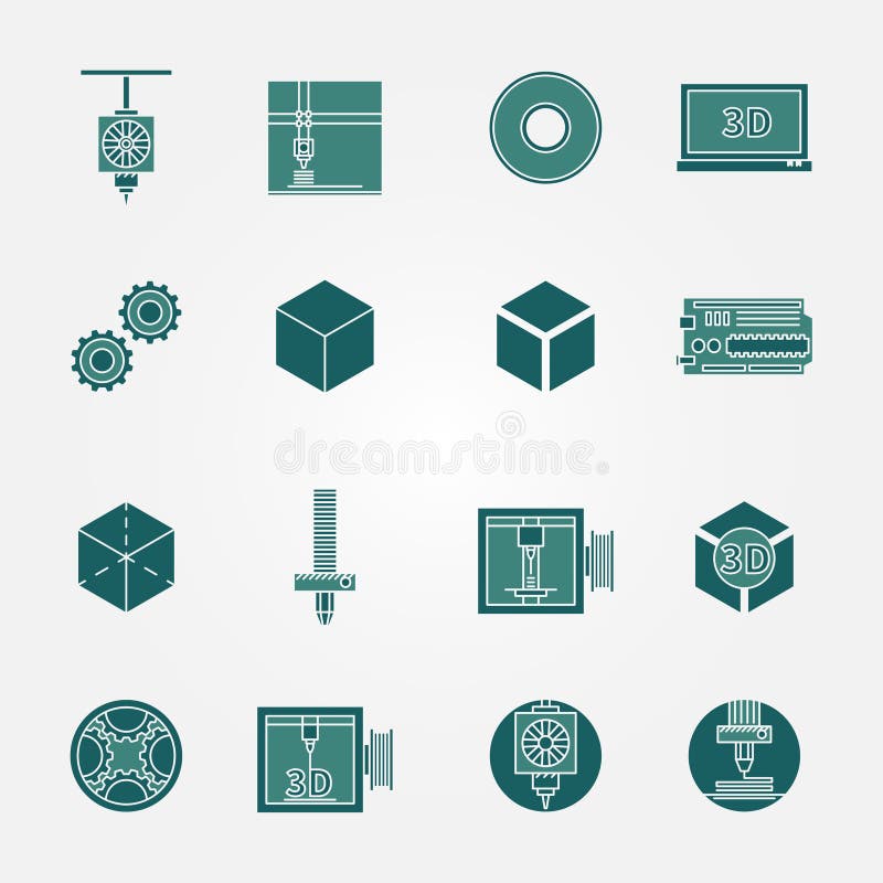 3D print icons vector set stock vector. Illustration of gear - 54643153