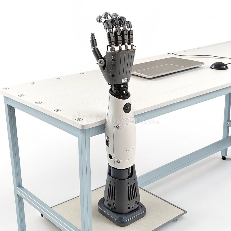 3D Printed Artificial Limb on Lab Table Stock Illustration ...