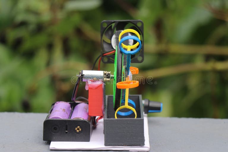 3d Printed Bubble Blower Device Side View with Visible Batteries and Dc ...