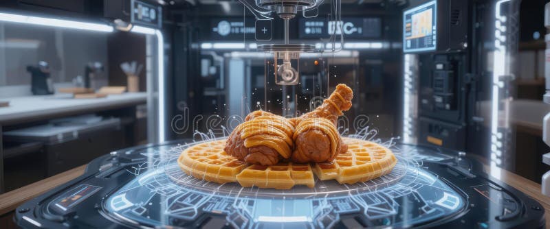 3D Printed Chicken Waffle Precise Geometry, Customized Syrup Patterns ...