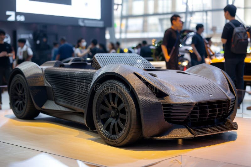 A 3D Printed Concept Car at a Technology Expo Stock Illustration ...