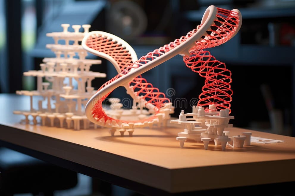 3d-printed Dna Strand on a Lab Workbench Stock Illustration ...