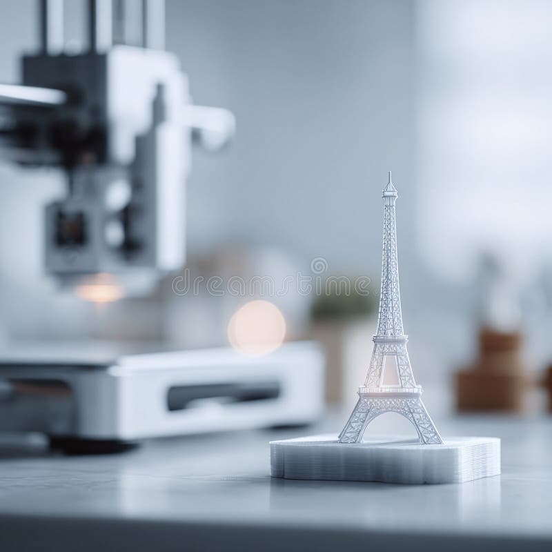 3D Printed Eiffel Tower Model. Symbol of Innovation, Precision, and ...