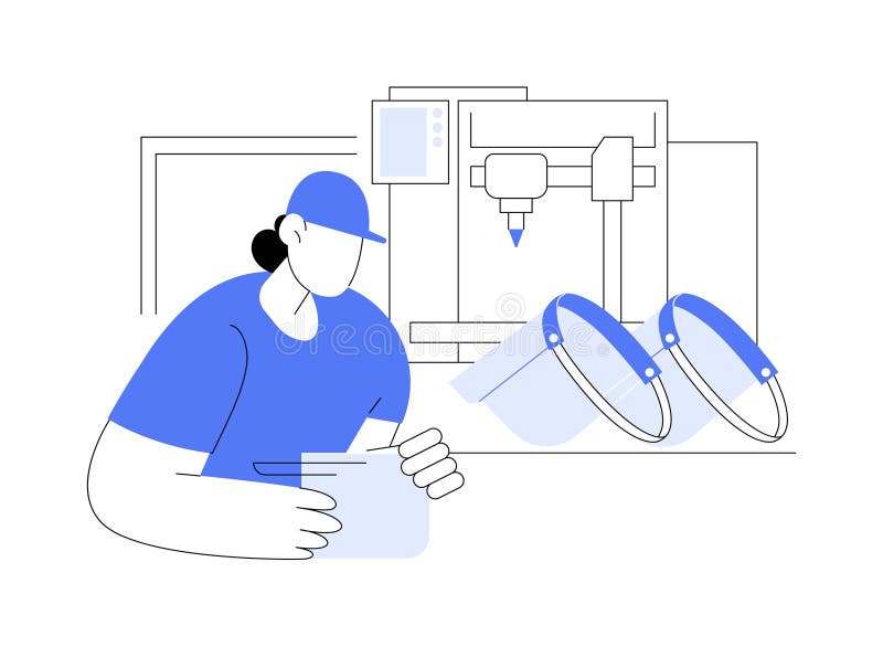 3D Printed Face Shields Isolated Cartoon Vector Illustrations. Stock Vector - Illustration of ...