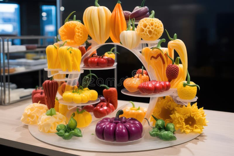 3d Printed Food Display Showcasing Innovation Stock Illustration ...