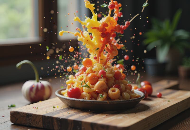 4D Printed Food Exploding with Vibrant Colors and Textures in a Dynamic ...