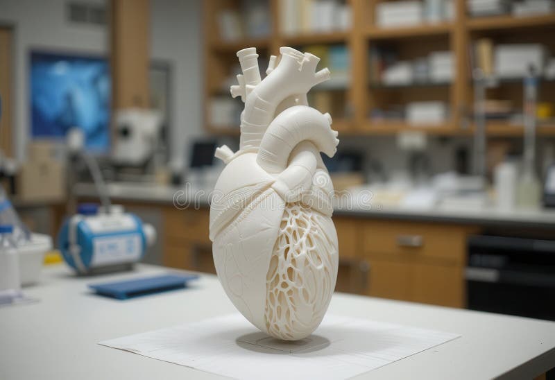 3D Printed Heart Model Displayed in a Modern Laboratory Setting Stock ...