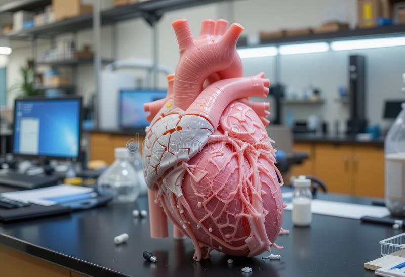 3D Printed Heart Model Displayed in a Modern Laboratory Setting Stock ...